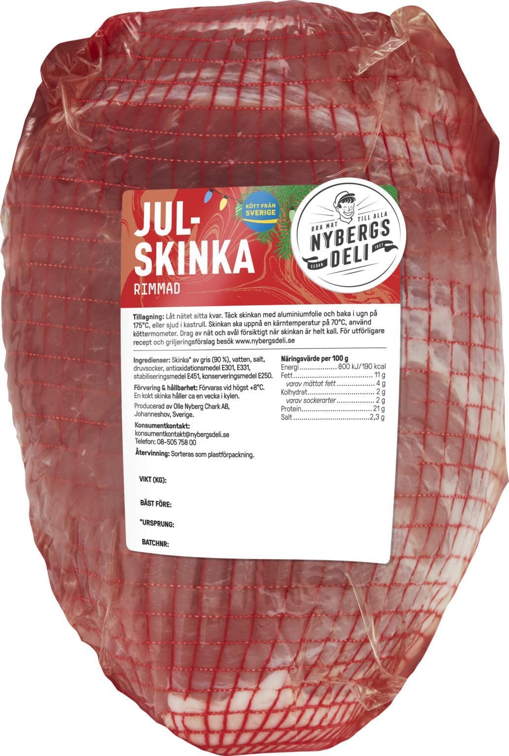 Rimmad Julskinka Färsk, svensk - Nybergs Deli